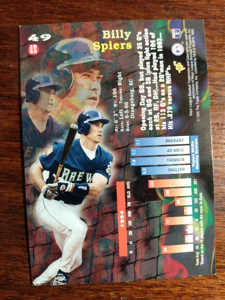 1995 Stadium Club 49 Billy Spiers | eBay