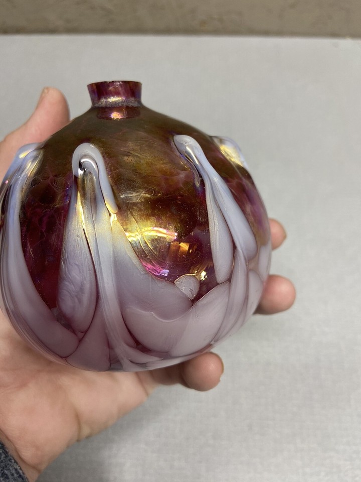 Vintage Mt. St. Helen's Pink Hand Blown Volcanic Ash Art Glass Oil Lamp ...