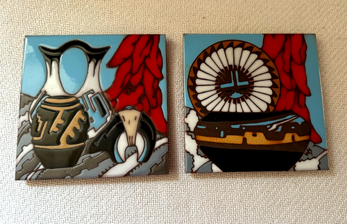 Earthtone Native American Southwest Pottery Tile Trivets Red Chile ...