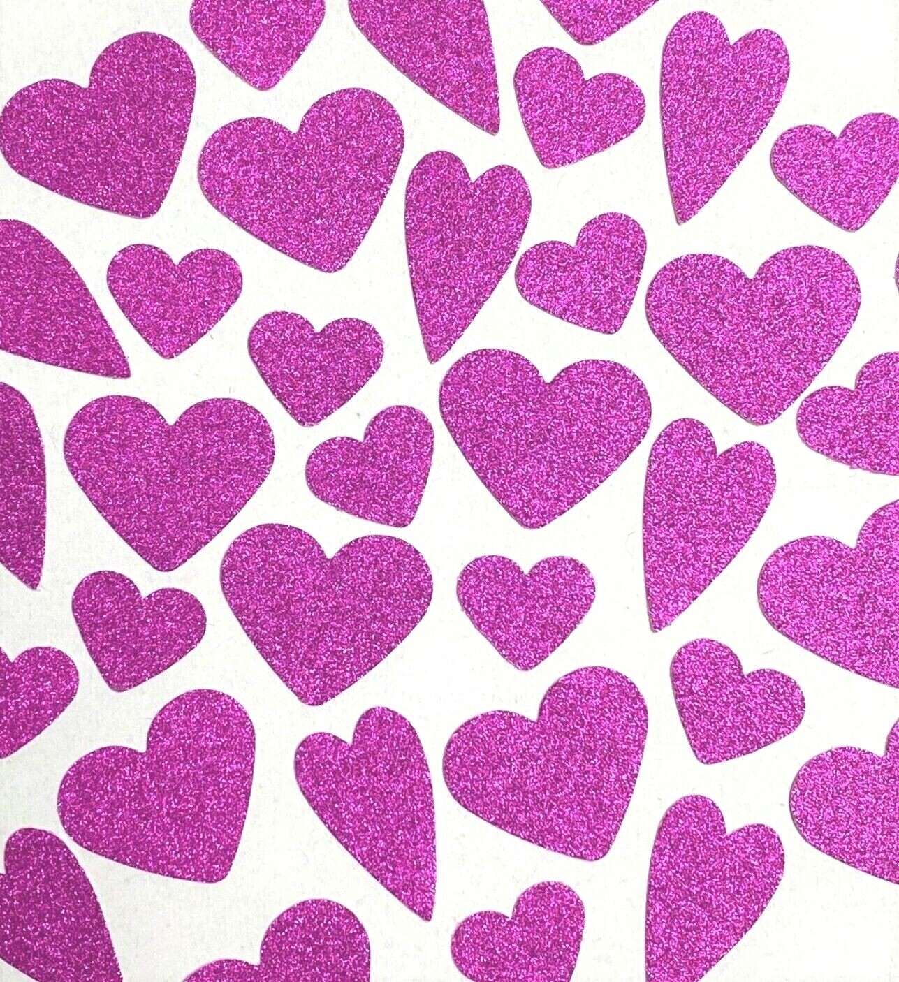 SPARKLY CARD HEARTS CARD MAKING SHAPES SCRAPBOOKING GLITTER HEARTS x 50 ...