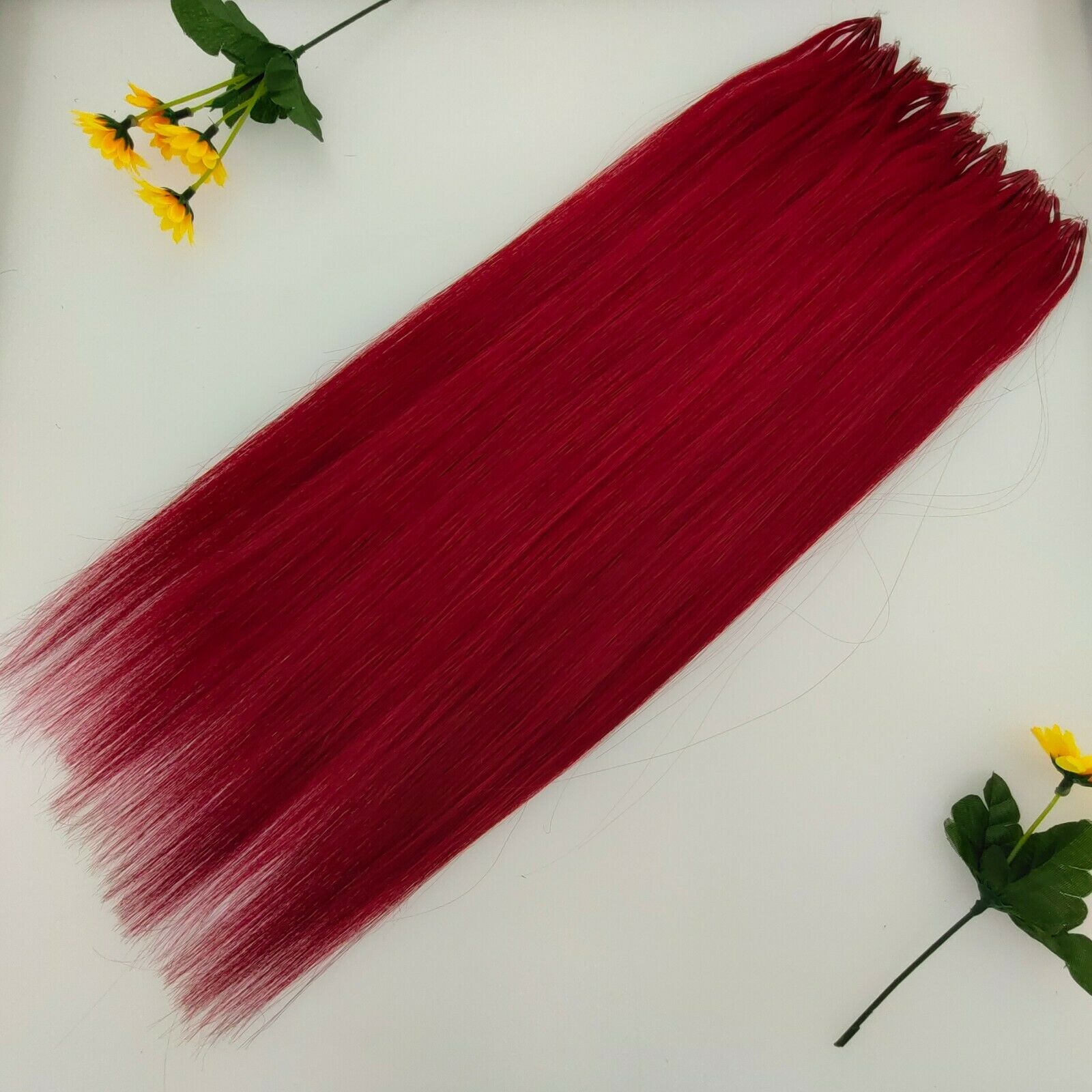 100 strands Beads Nano Ring 21inch 100% real Human Hair EXTENSIONS Red ...