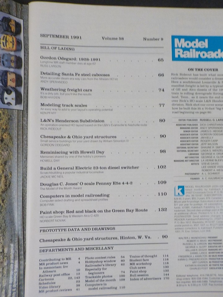 Model Railroader Magazine 1991 September Scratchbuild GE 23 tonner L&N ...