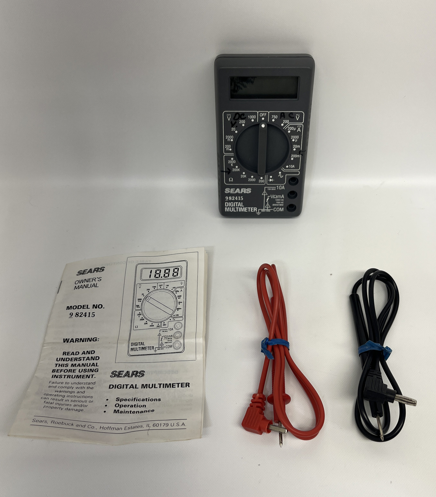 Vintage Sears Model 9-82415 Multimeter w/ Probes & manual - Working | eBay