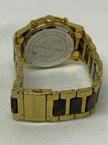 Michael Kors MK5659 Women's Watch Chronograph Gold Tortoise Acetate ...