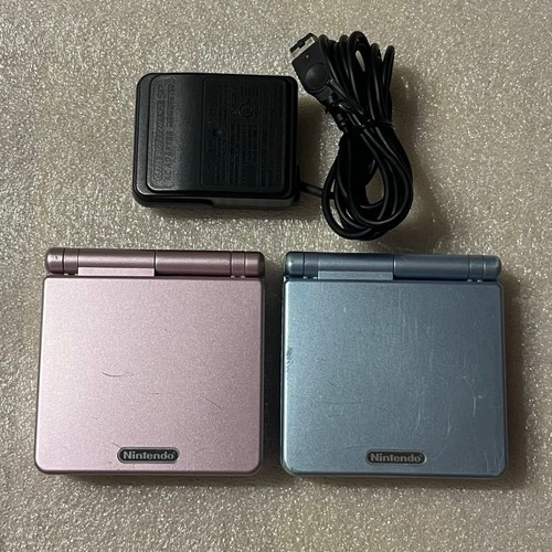 Nintendo Gameboy Advance SP GBA set of 2 console Pearl Pink Pearl Blue ...