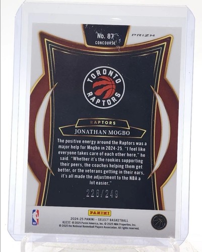 JONATHAN MOGBO 2024-25 SELECT CONCOURSE ROOKIE BLUE SCOPE PRIZM RC /249 ...