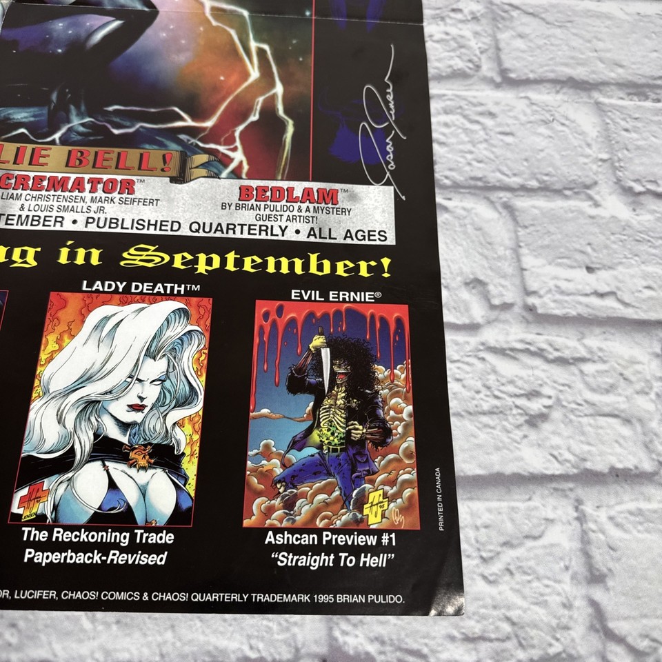 Lady Death Poster Signed Brian Pulido 1995 Chaos Comic Quarterly #1 24 ...