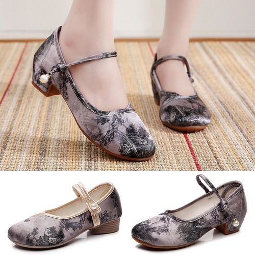 Women Cheongsam Shoes Low Heel Single Shoes Costume Shoes Chinese ...