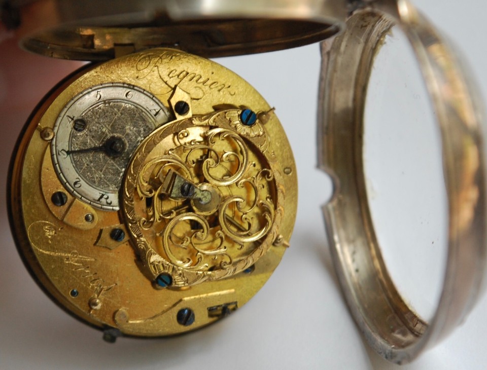 ANTIQUE VERGE SILVER REGNIER ARRAS FUSEE French 18th C 1700s POCKET ...