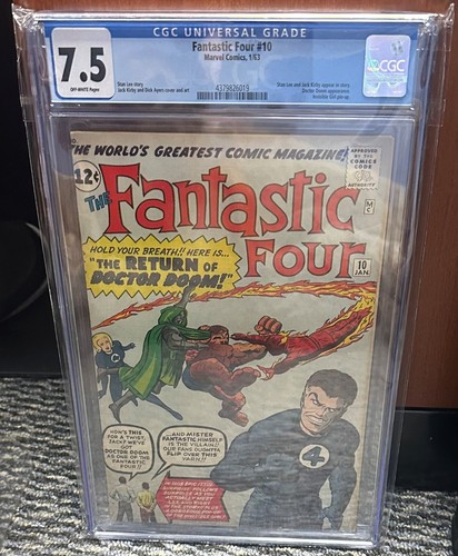 Fantastic Four #10 Jan 1963 CGC 7.5 VF-OW Pages - Classic Dr. Doom Cover-A Must! | eBay