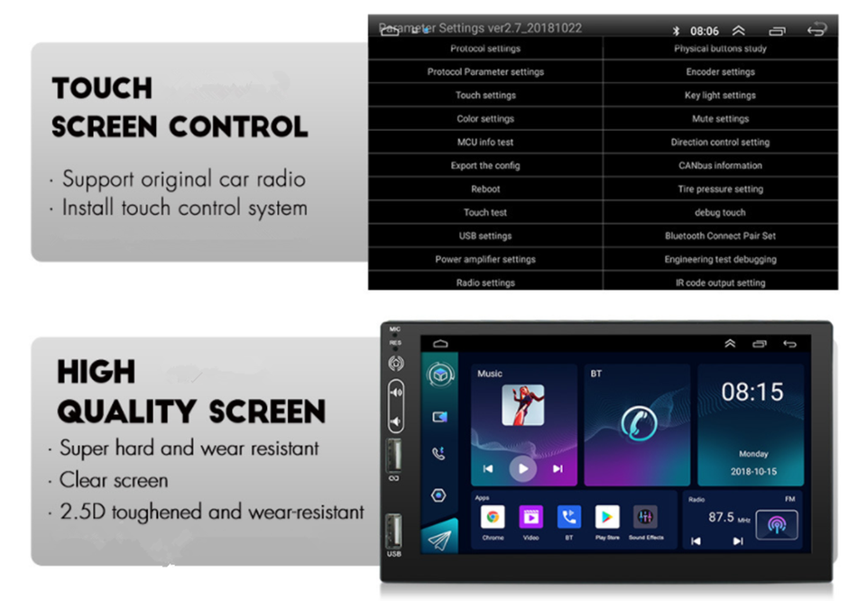 Car Radio Stereo Touch Screen 7in Double 2DIN GPS WIFI Audio For Apple ...
