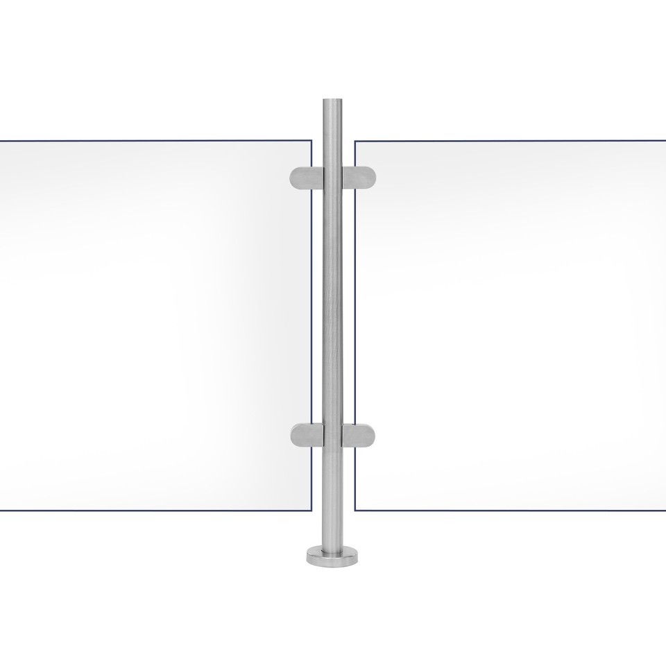 35.4" Glass Balustrade Middle Post 304 Stainless Steel Silver Glass ...