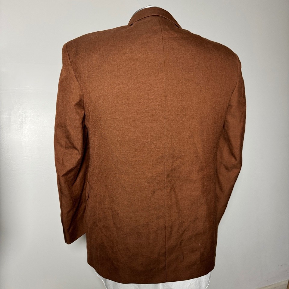 Barry Hand Tailored Double Breasted Suit Brown Textured Wool Blend 44R ...
