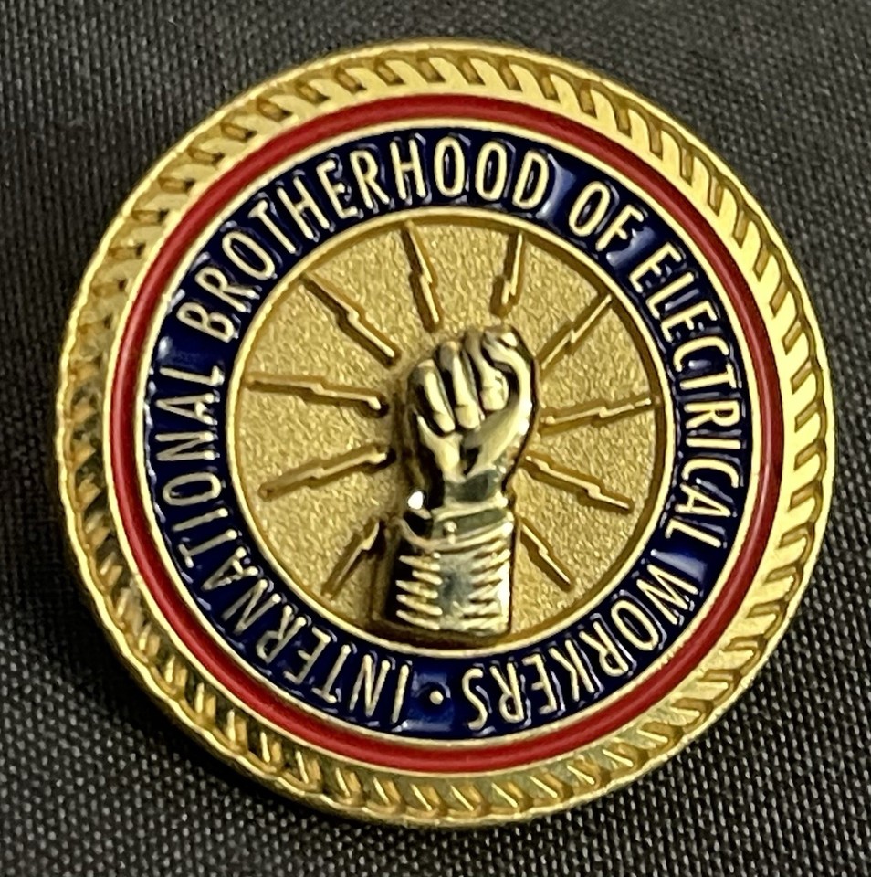 VTG IBEW Pin Iconic Logo 3 Dimensional Fist Clenching Lightning Bolts ...