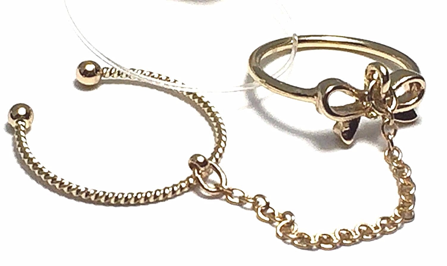 Fashion Costume Jewelry Mid Rings Knuckle Size 4 & 7 Gold Metal 2 Piece ...