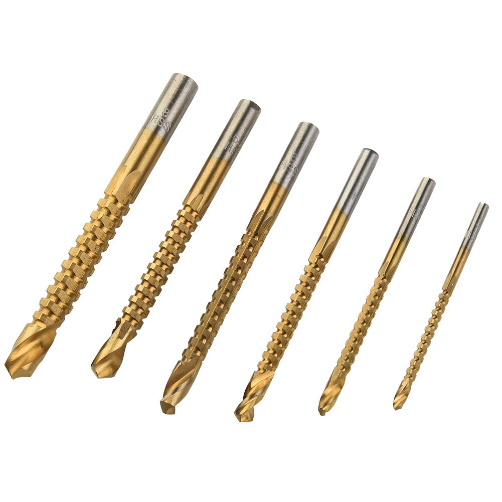 6pcs HSS High Speed Steel Titanium Coated Drill Bits 3/4/5/6/6.5/8mm ...