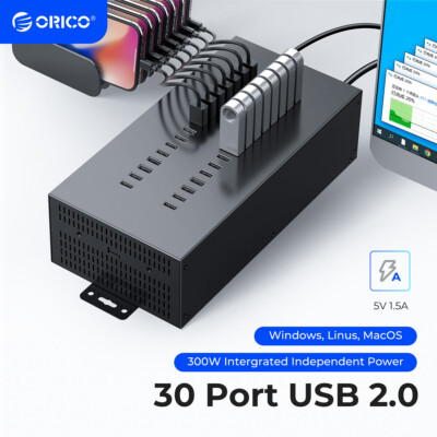 ORICO 30 Ports Mountable Industrial USB Hub 150W Powered Industrial USB ...