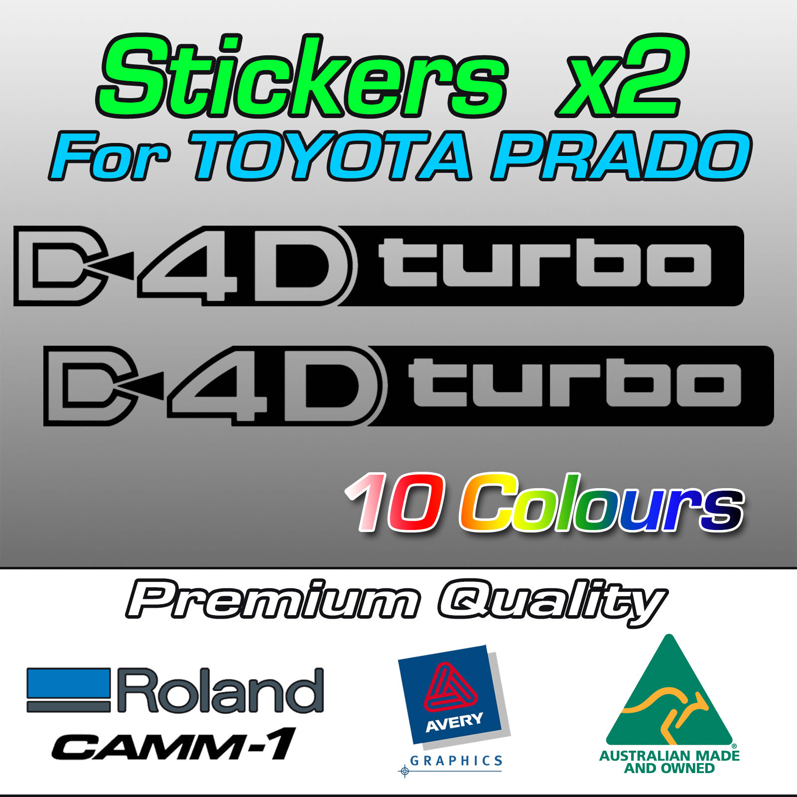D4D turbo stickers decals x2 for Toyota Prado turbo diesel DUAL LAYER ...