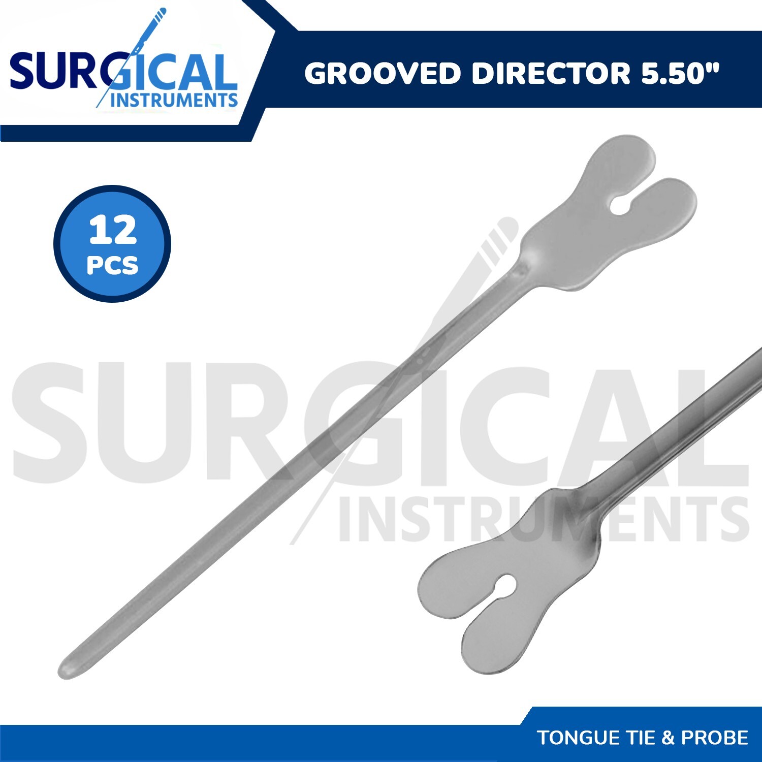 12 Pc Grooved Director with Tongue Tie & Probe 5.50" 14cm Stainless ...