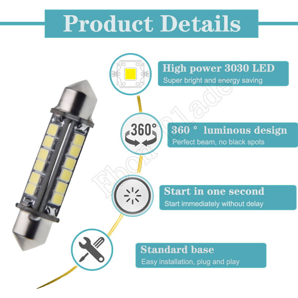 24V 44MM 24 Smd 3030 LED Festoon Bulb Truck Lorry Interior Dome Marker ...