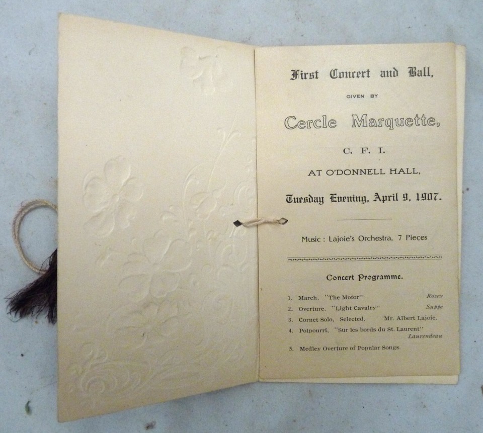 1907 Concert Ball program Vixtorian cercle Marquette CFI O'Donnell Hall ...
