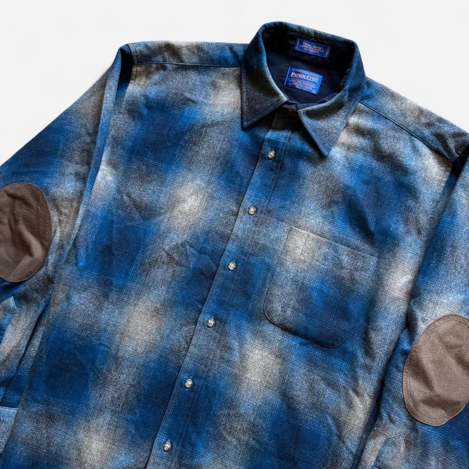 Pendleton Mens Plaid Elbow Patches Trail Shirt Large Long Sleeve Button ...