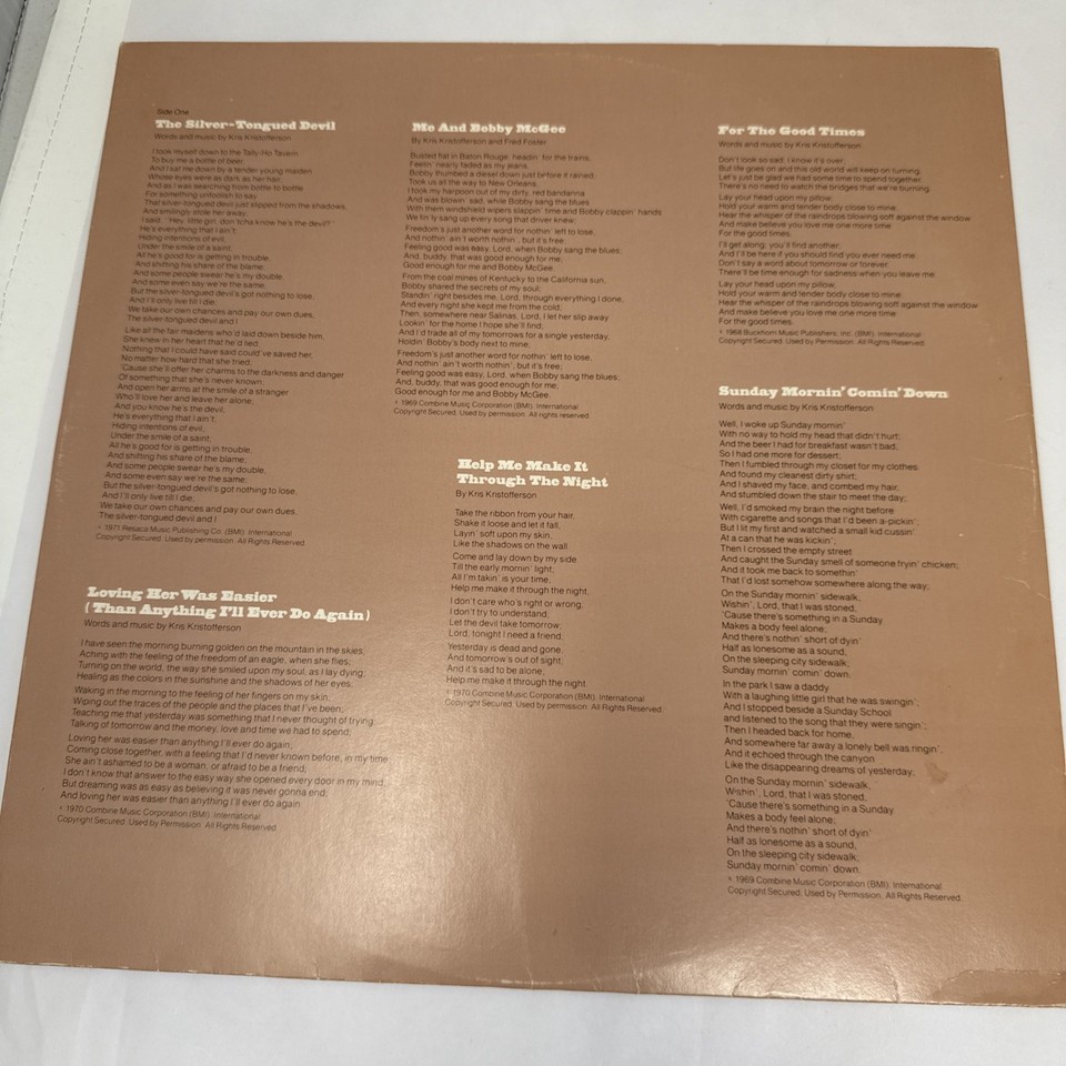 Kris Kristofferson Lot (2) Songs Of Kristofferson & Natural Act Shrink ...