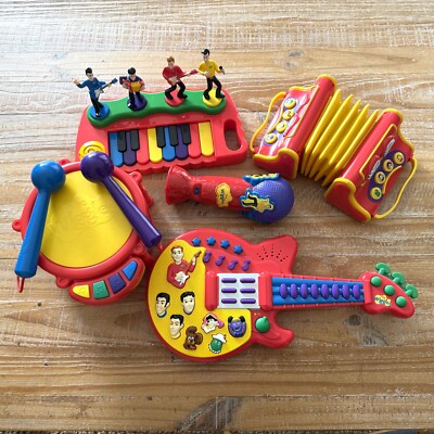 Original The Wiggles Instruments Music Set Drum Piano Guitar Mic TESTED ...