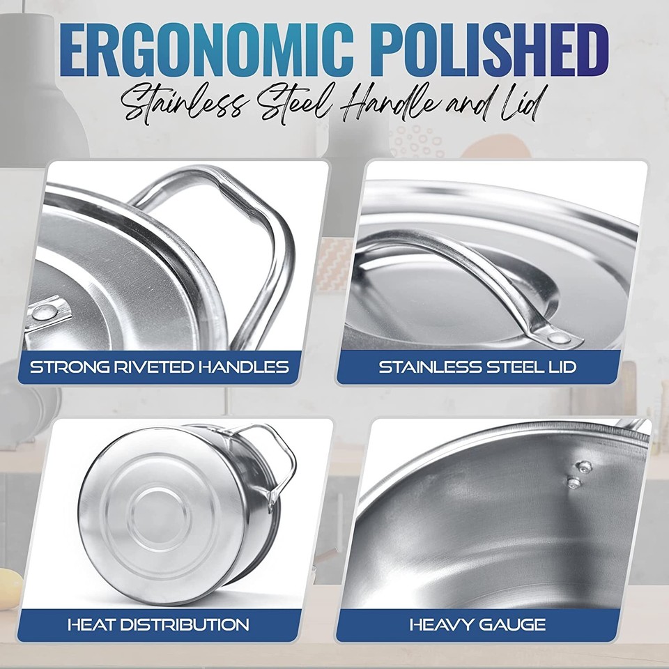 Tristar 4pcs Stainless Steel Cookware Set Saucepan Large Pans Cooking ...