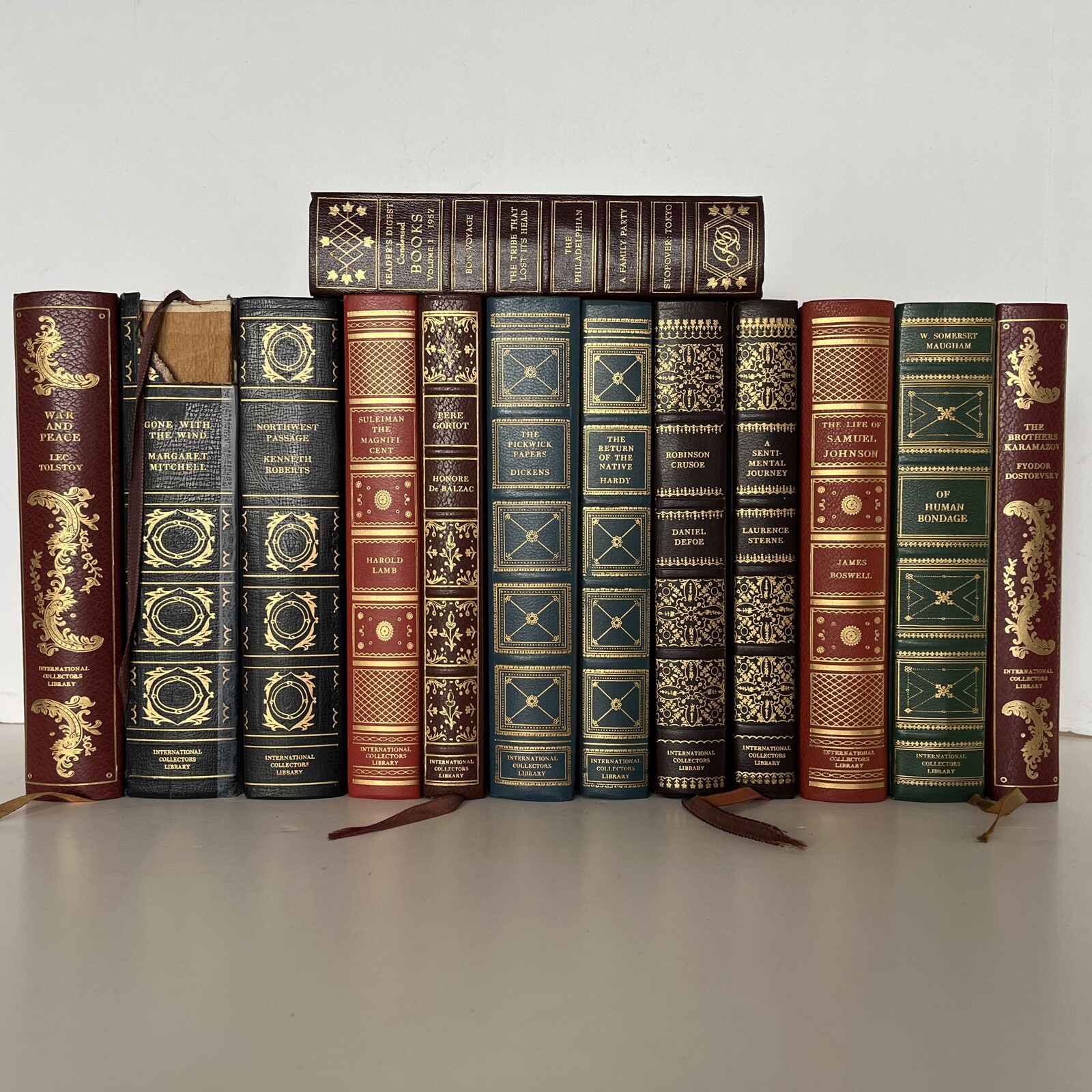 Lot of 12 International Collectors Library Books Deco Gilt-War & Peace ...