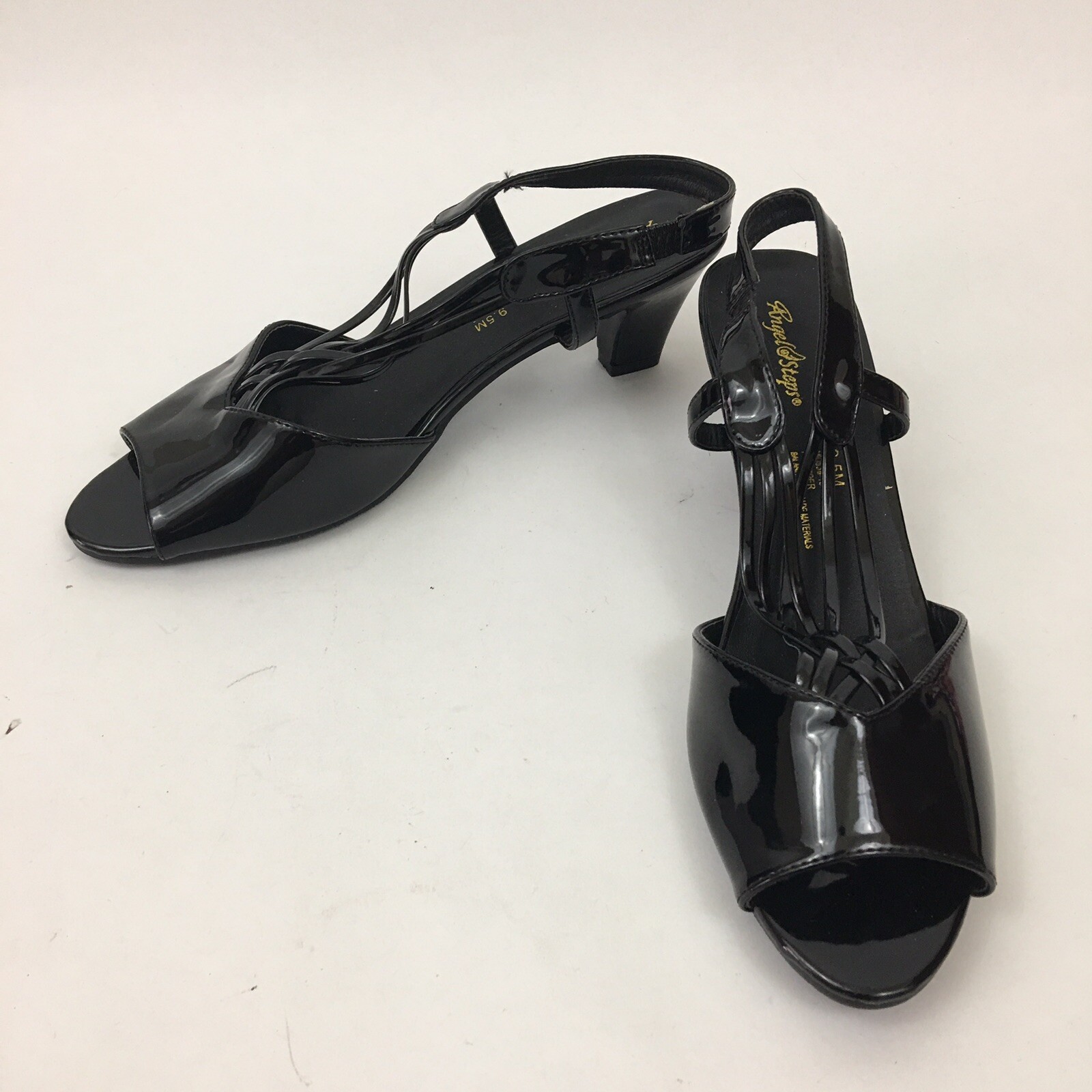 ANGEL STEPS Woman’s Black Patent Leather Look Toe Sho… - Gem