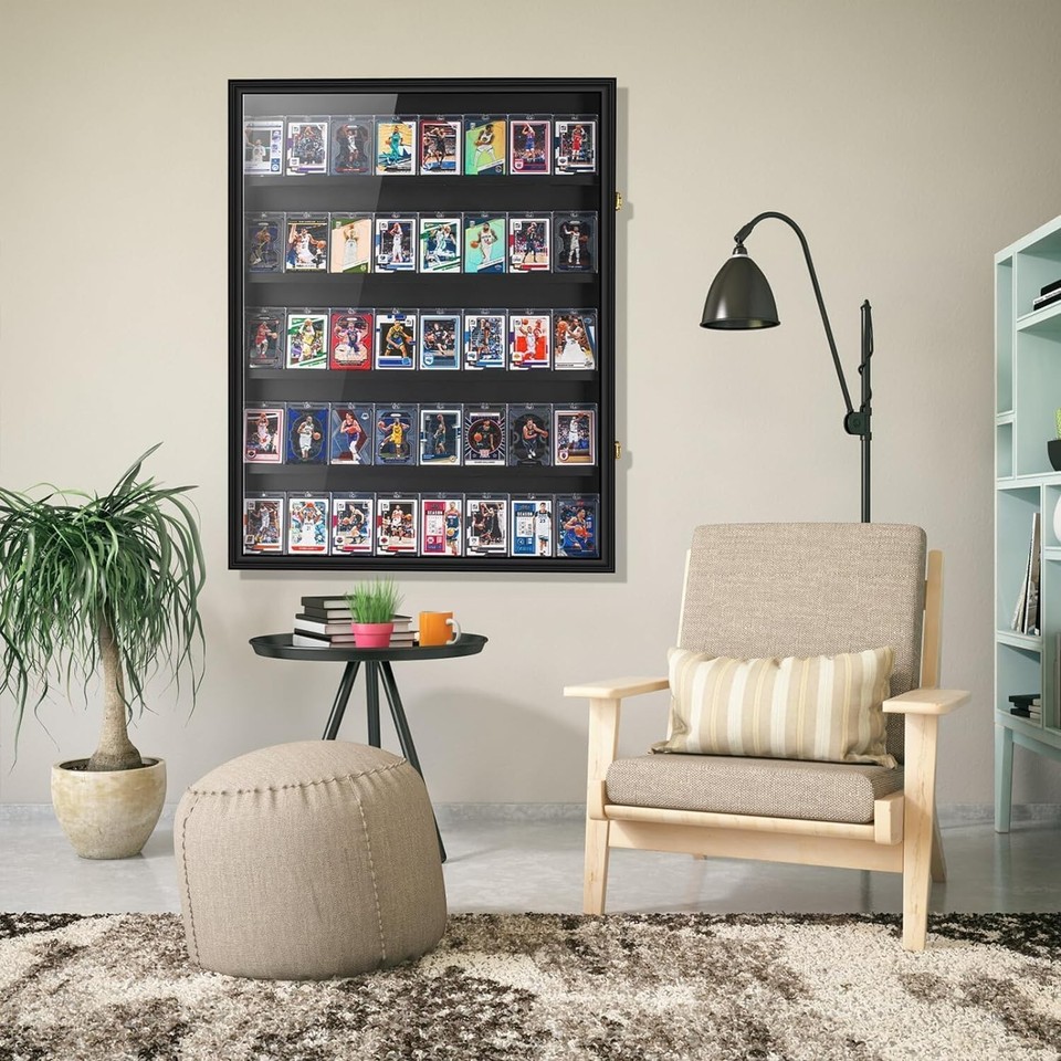 Graded Sport Card Display Case Large 40 Cards Display Case Wooden Wall ...