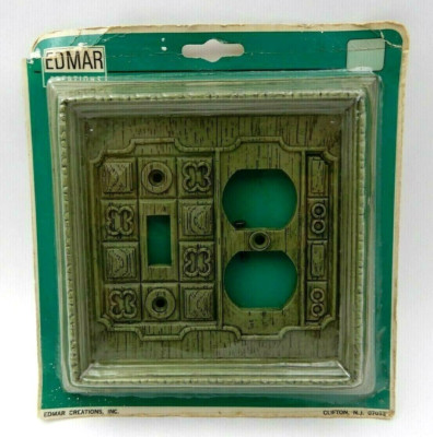 NEW 1970'S EDMAR CREATIONS GREEN SINGLE SWITCH DUPLEX OUTLET WALL PLATE ...