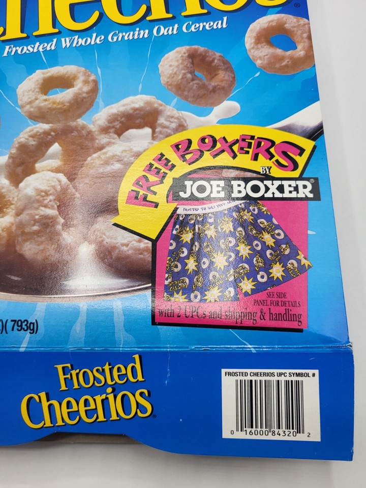 Vintage Original 1990s Frosted Cheerios Cereal Box w/RARE Joe Boxer ...