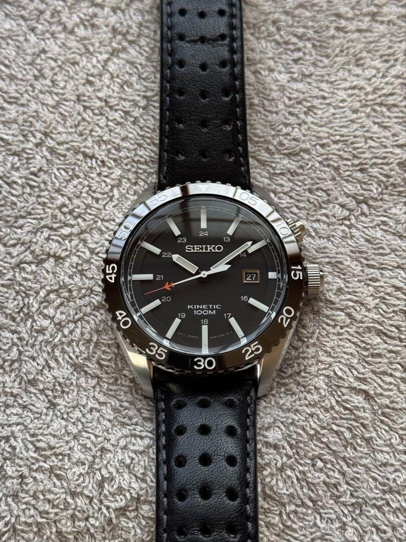 Seiko Kinetic 5M82 0AH0 Black Dial Pilot Watch Workin… - Gem