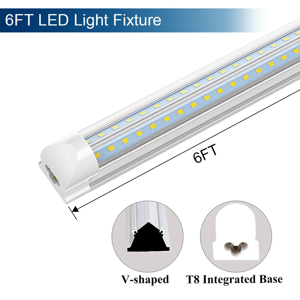 2FT~8FT T8 4 FOOT LED Tube Light Bulbs 8 FT LED Shop Light Fixtures ...