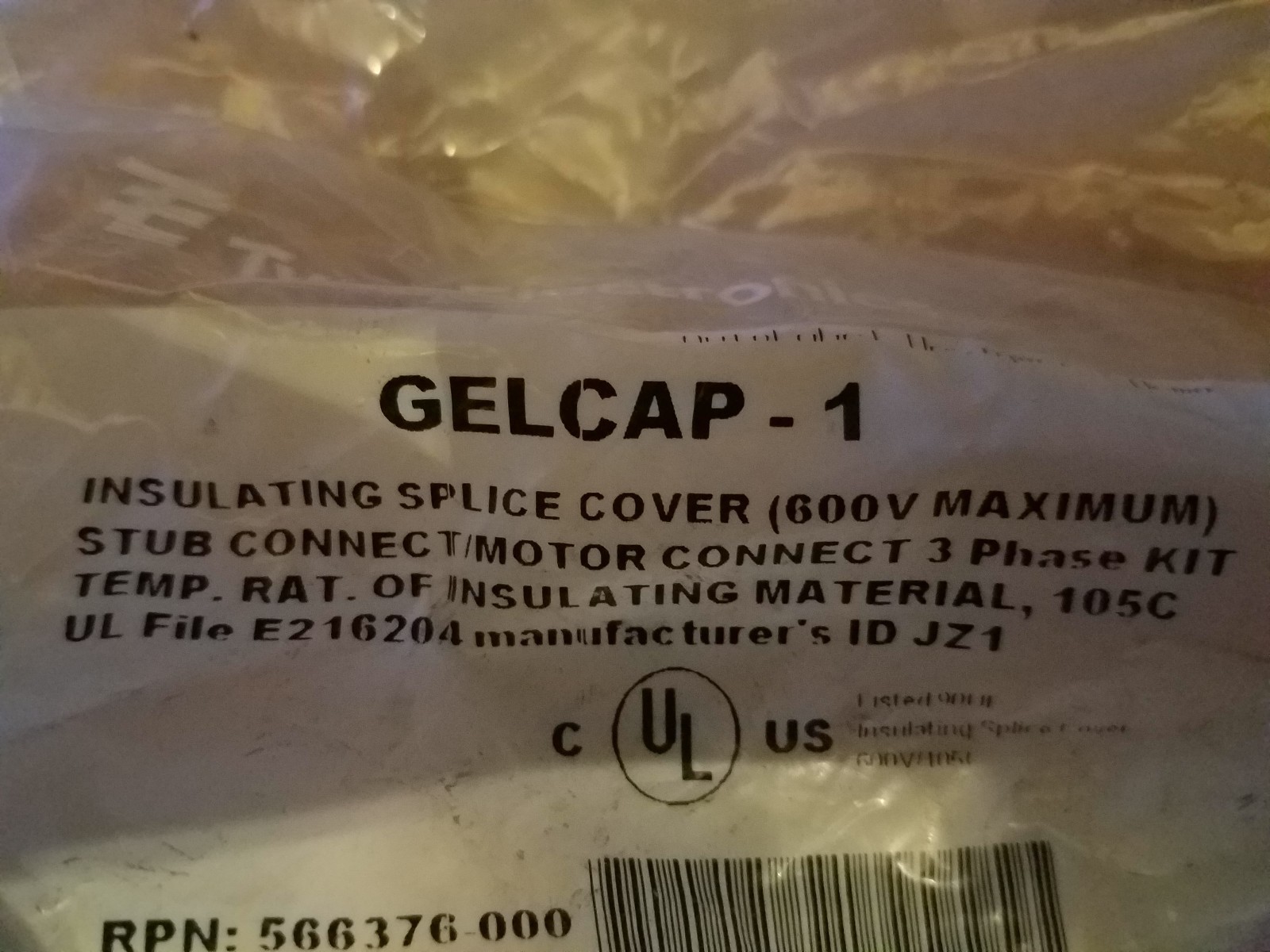 Tyco electronics Insulating Splice Cover GELCAP-1 For 600V Cable New In ...