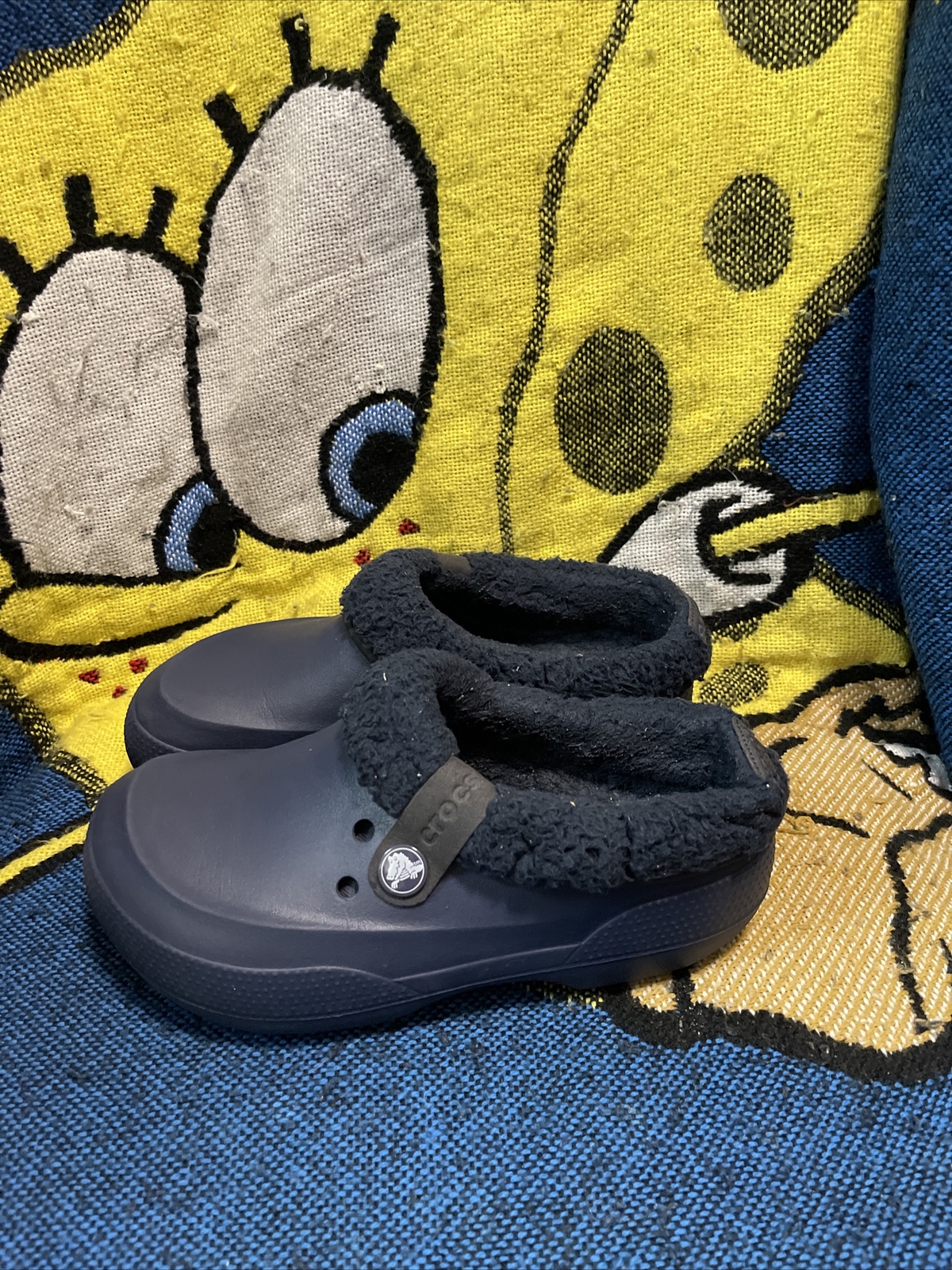 Crocs Blitzen III Navy Blue Lined Faux Fur Clogs Men'… - Gem