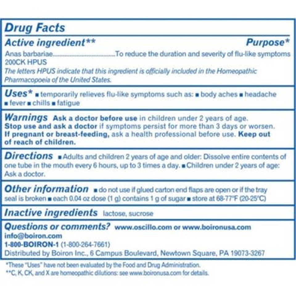 Oscillococcinum - Homeopathic Treatment for Flu-Like Symptoms (30 Doses ...