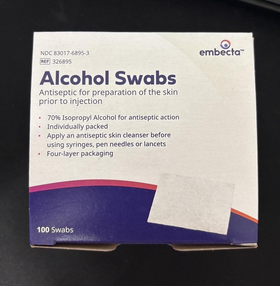 BD Embecta Alcohol Swabs, Prep Pads, 100 each (Pack of 6) 383017689537 ...