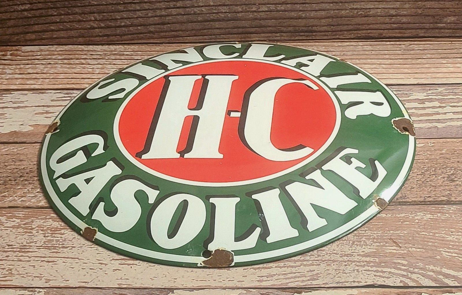 Vintage Sinclair HC Gasoline Porcelain Domed Gas Pump Plate Sign | eBay