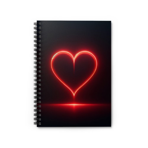 Neon Heart Notebook - Modern Red Glow Design for Love and Creativity | eBay
