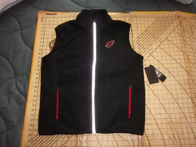 MENS MEDIUM BLACK NFL ARIZONA CARDINALS FLEECE ZIP UP VEST - NWT | eBay