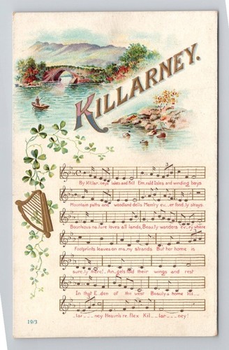 SONG KILLARNEY Music 19 / 3 Embossed Old Postcard 6A | eBay