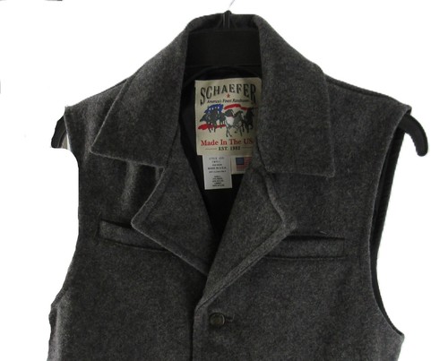 Schaefer Western Wool Vest Size Small Gray Cattle Baron Style 805 | eBay