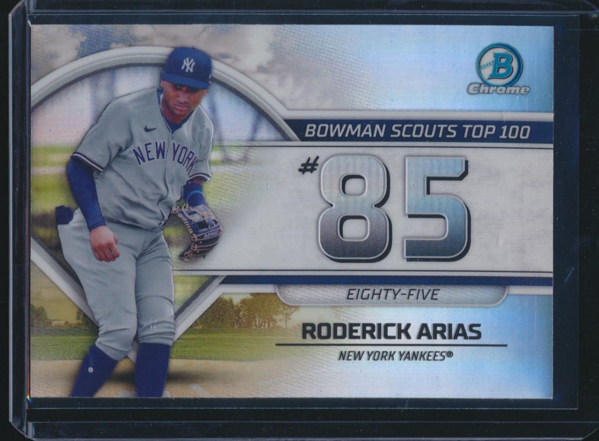RODERICK ARIAS 2023 Bowman Chrome Scouts Top 100 NY YANKEES Rookie Card ...