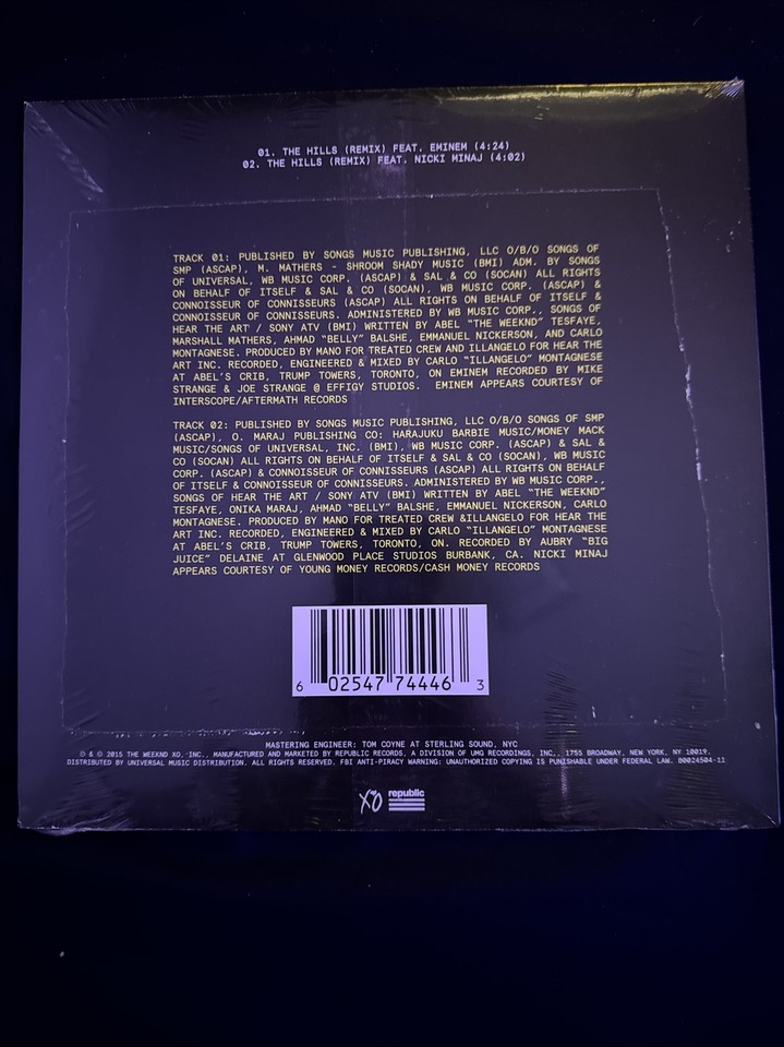 The Weeknd -The Hills Remixes Vinyl Sealed, Limited Edition Exclusive ...
