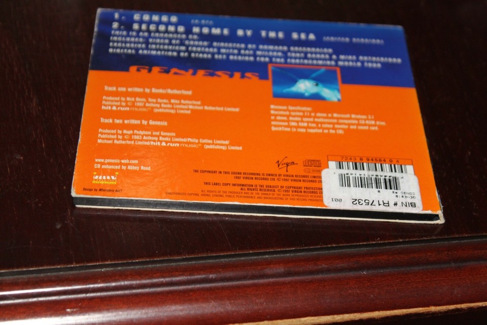 GENESIS CONGO GENSDX12 ENHANCED CD 2TRACKS 1997 VIRGIN U.K MINT ...