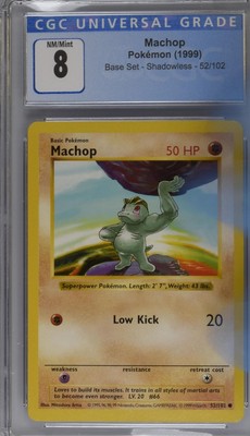 Pokemon 1999 Machop Base Set - Shadowless 52/102 CGC 8 MINT PSA | eBay