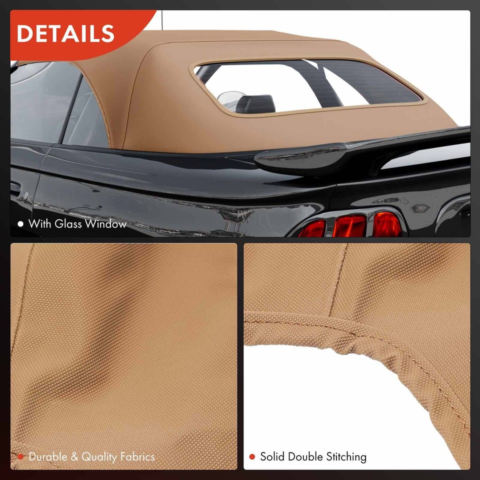 Tan Convertible Soft Top for Ford Mustang 1994-2004 w/ Glass Window ...